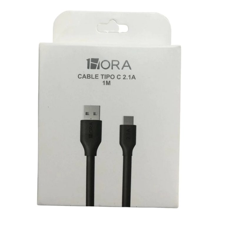 Cable Tipo C 2.1A 1 Metro Negro marca 1HORA » Garizin Online